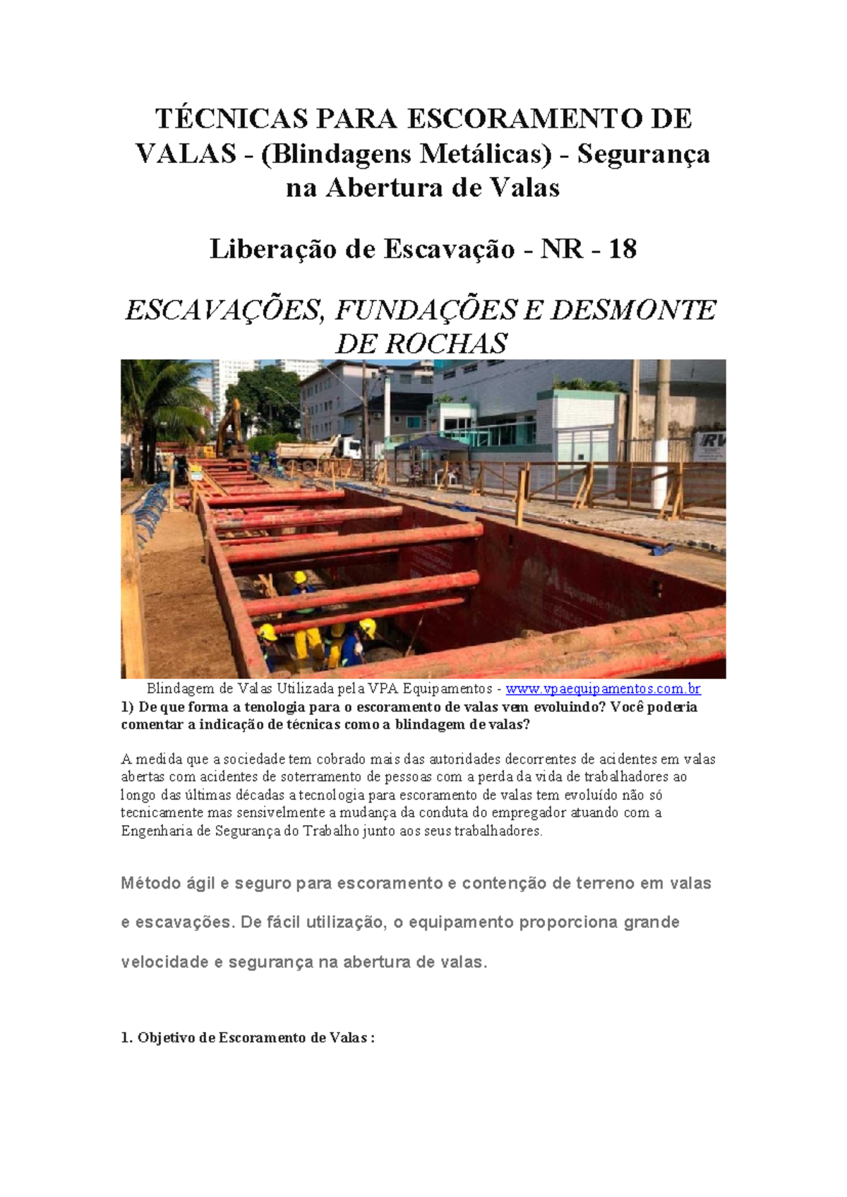 599502246 Nr 18 Tecnicas Para Escoramento de Valas - TÉCNICAS PARA ...