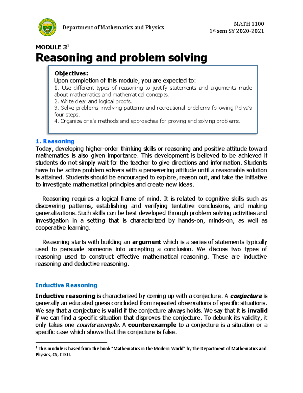 Math 1100 Module 3a - this file is tacked the some topics on ...