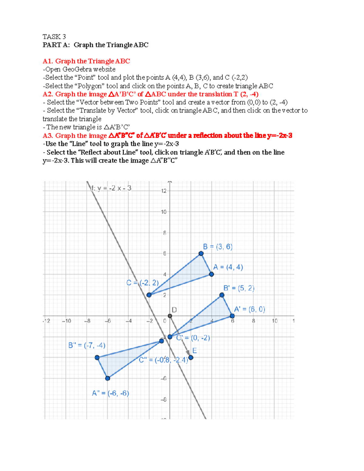 TASK 3- C972 - PASSED - TASK 3 PART A: Graph the Triangle ABC A1. Graph ...
