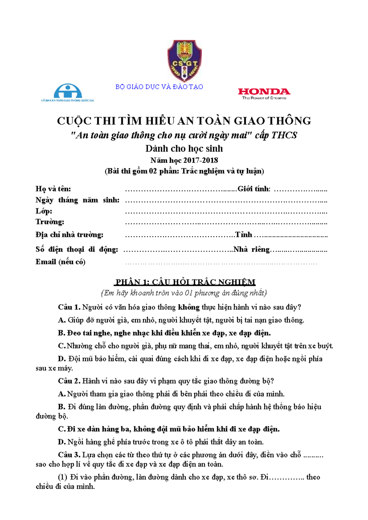 Dap-an-cuoc-thi-ATGT-cho-nu-cuoi-ngay-mai-cho-HS-THCS - CUỘC THI TÌM HIỂU AN TOÀN GIAO THÔNG ...