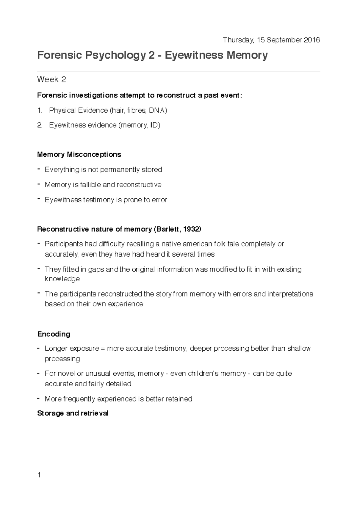 Forensic Psychology 2 Lecture Week 2 - Thursday, 15 September 2016 ...