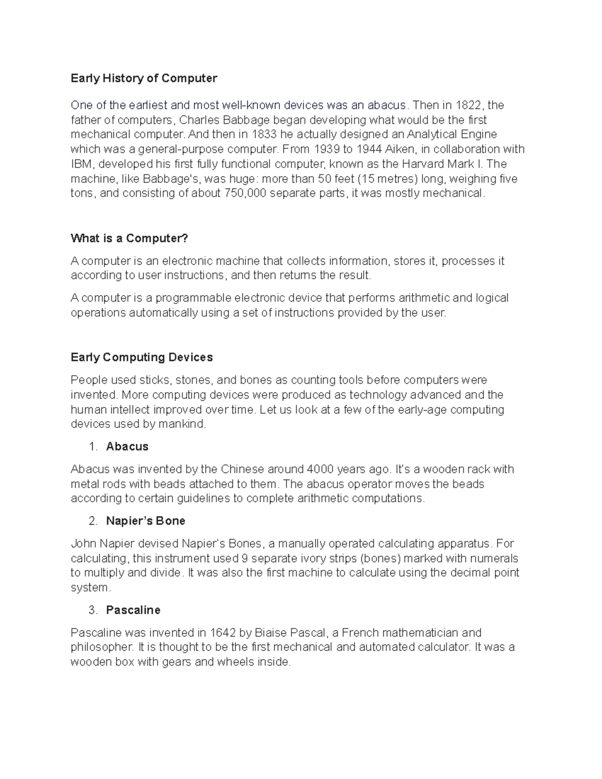 Early History of Computer - Then in 1822, the father of computers ...