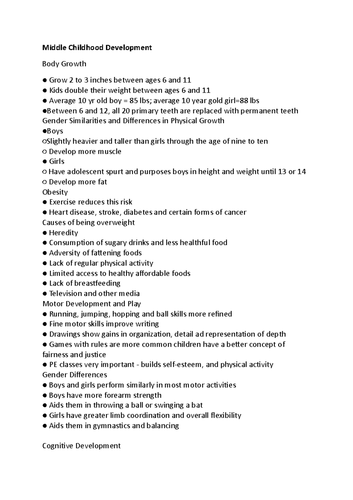 Chapter 9, 10, 11, 12 all about middle childhood development - Middle ...