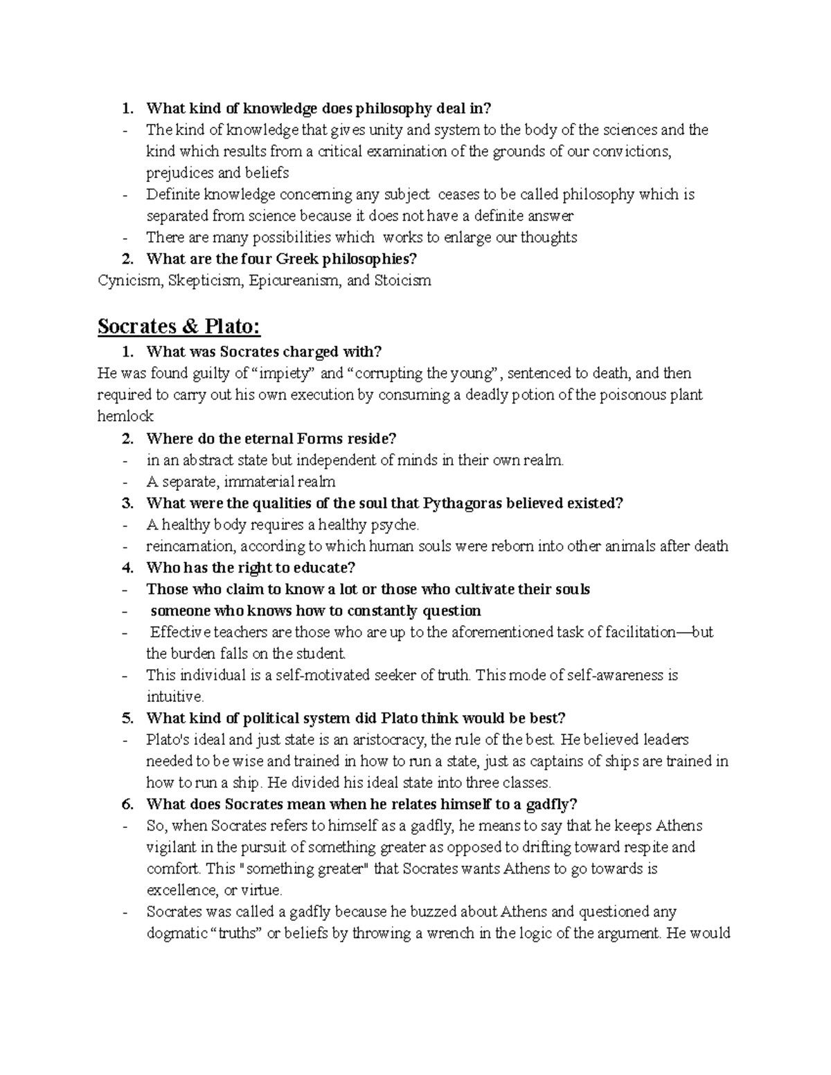 Philosophy Midterm - Midertm Notes - What kind of knowledge does ...