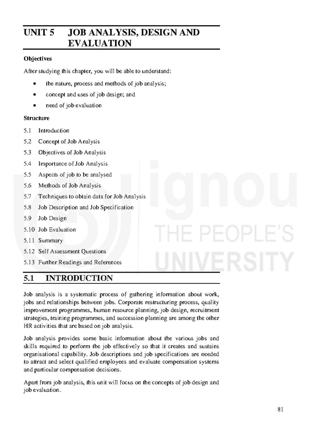 Unit-5 - NIL - Job Analysis, Design and Evaluation UNIT 5 JOB ANALYSIS ...