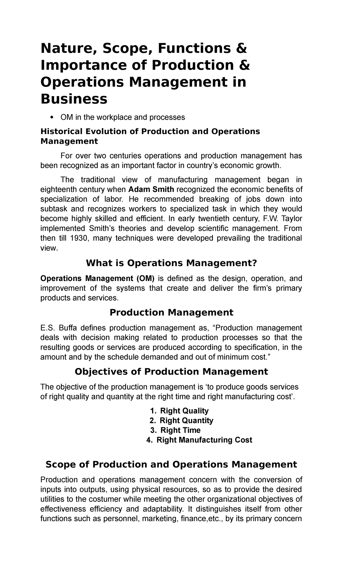 Topic-1 - Lecture notes - Nature, Scope, Functions & Importance of ...