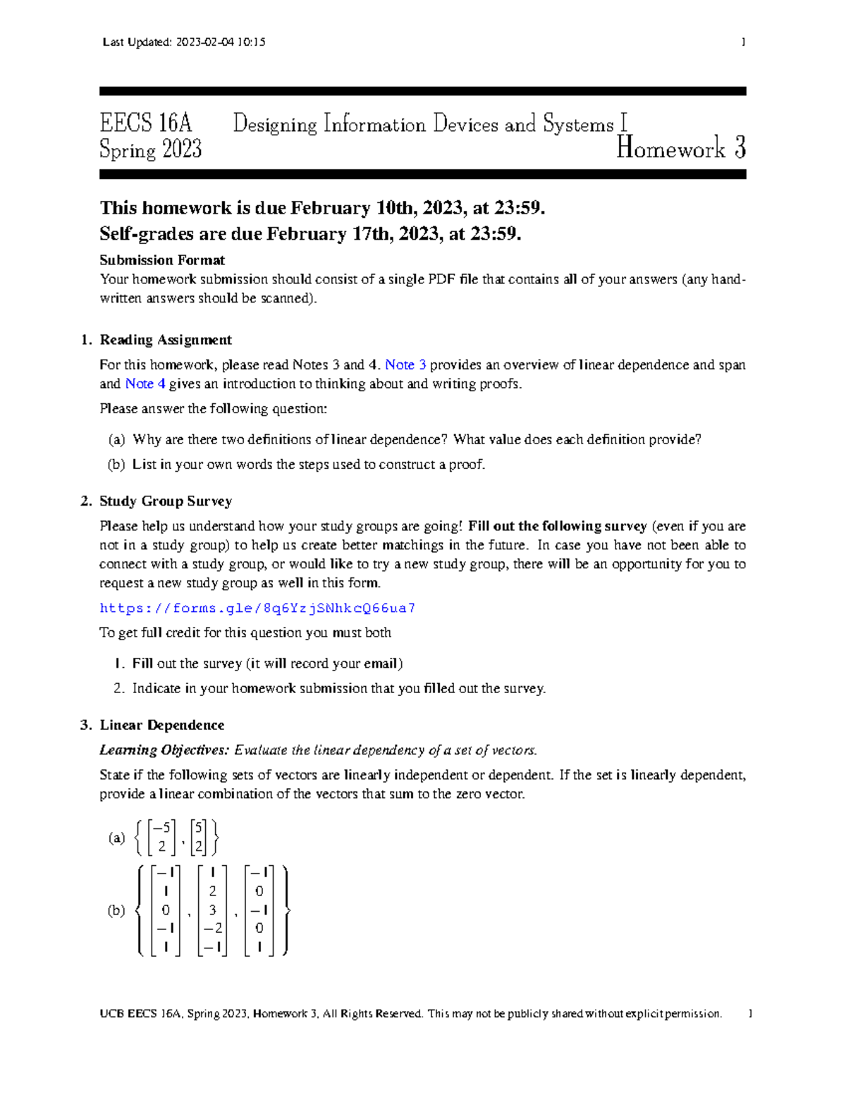 Prob03 - Problem3 - EECS 16A Designing Information Devices and Systems I Spring 2023 Homework 3 ...