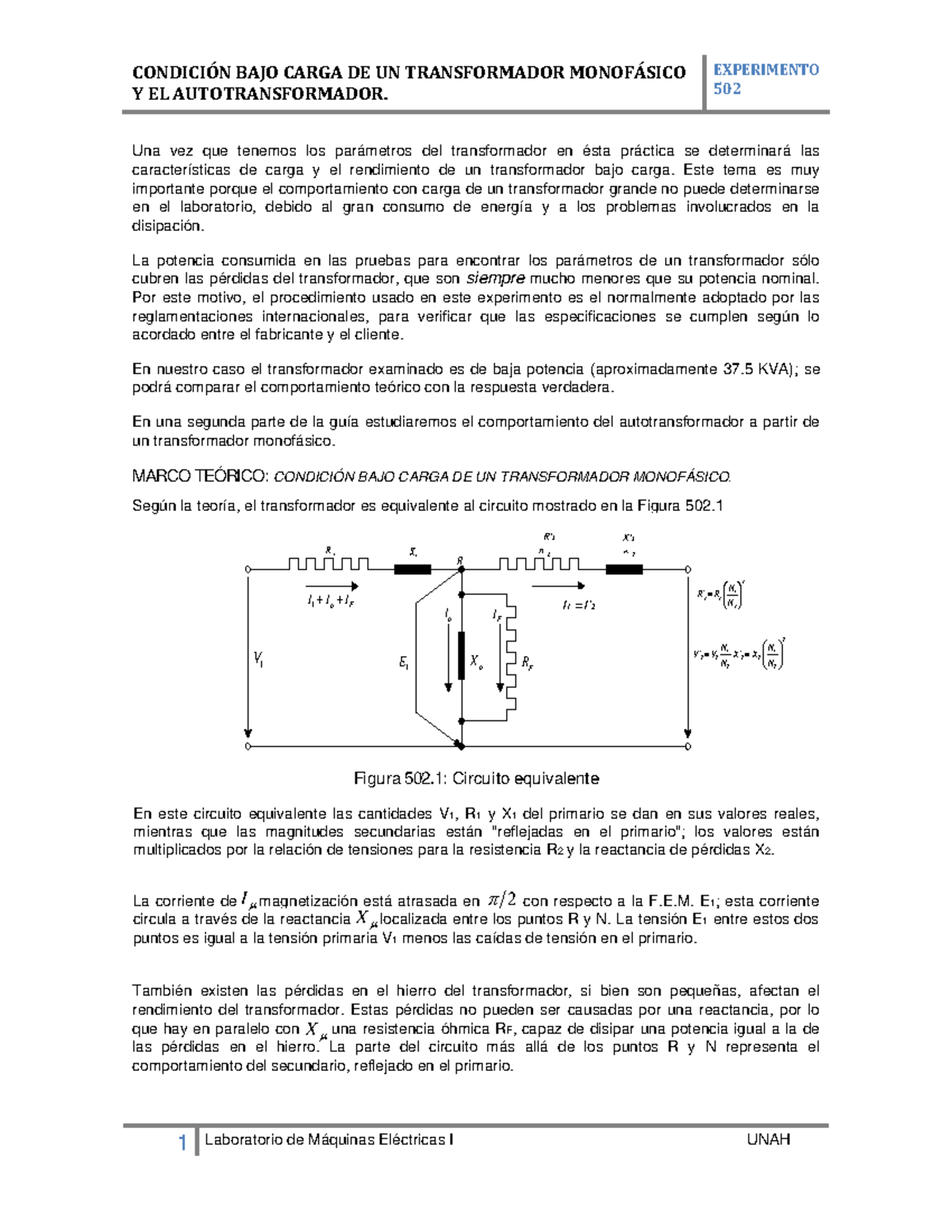 GUÍA 502 PARA Informe - Guia 2 de lab - Maquinas electricas 1 - UNAH - Studocu