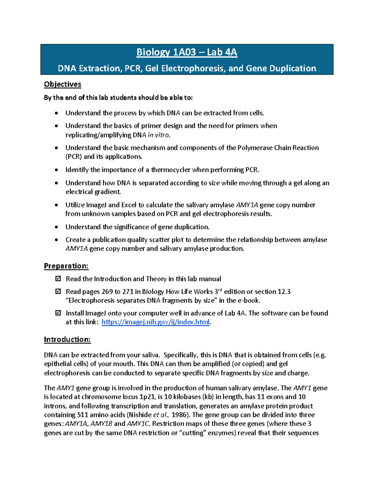 F2021 Lab 4A manual - revised - Biology 1A03 – Lab 4A DNA Extraction ...