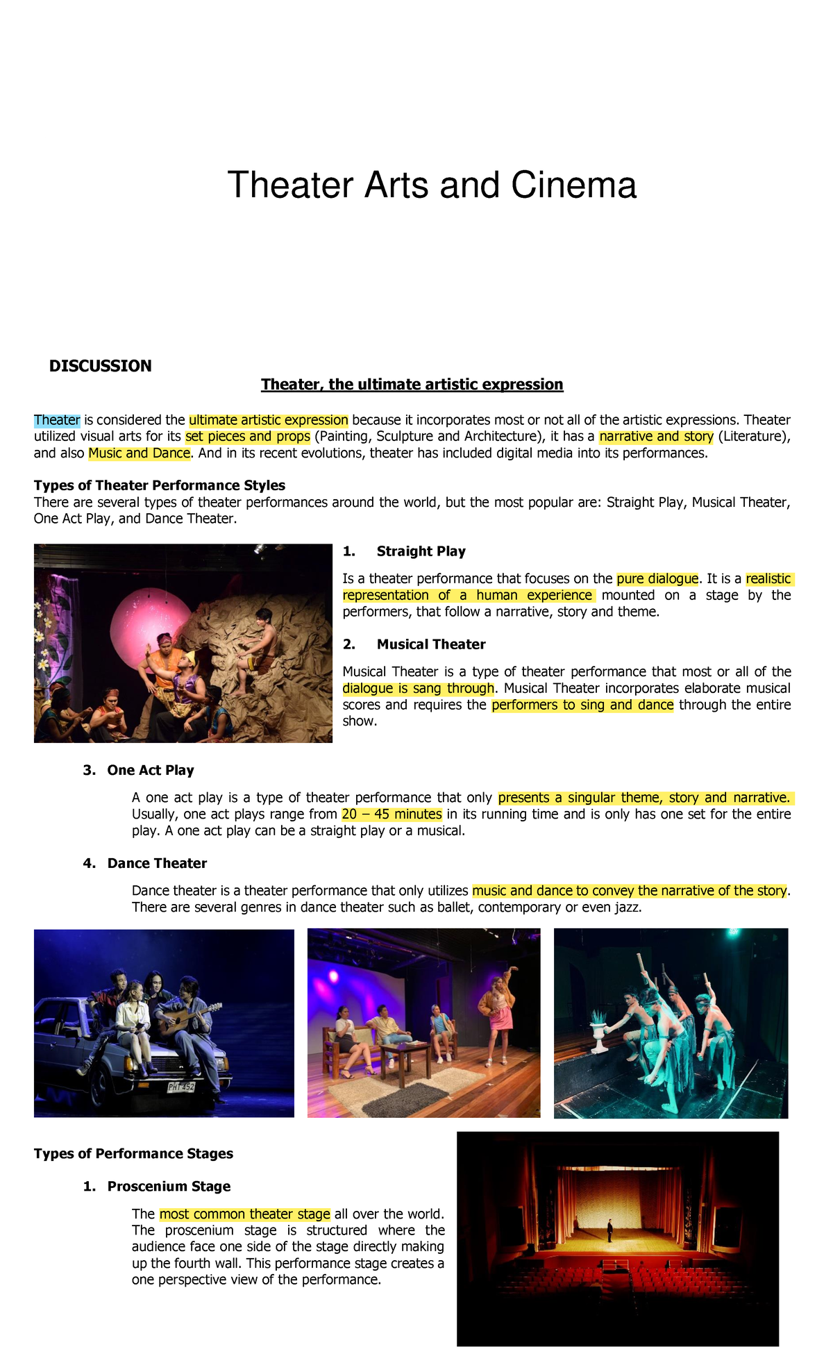 Theater Arts and Cinema - CAPITOL UNIVERSITY Cagayan de Oro City SENIOR ...