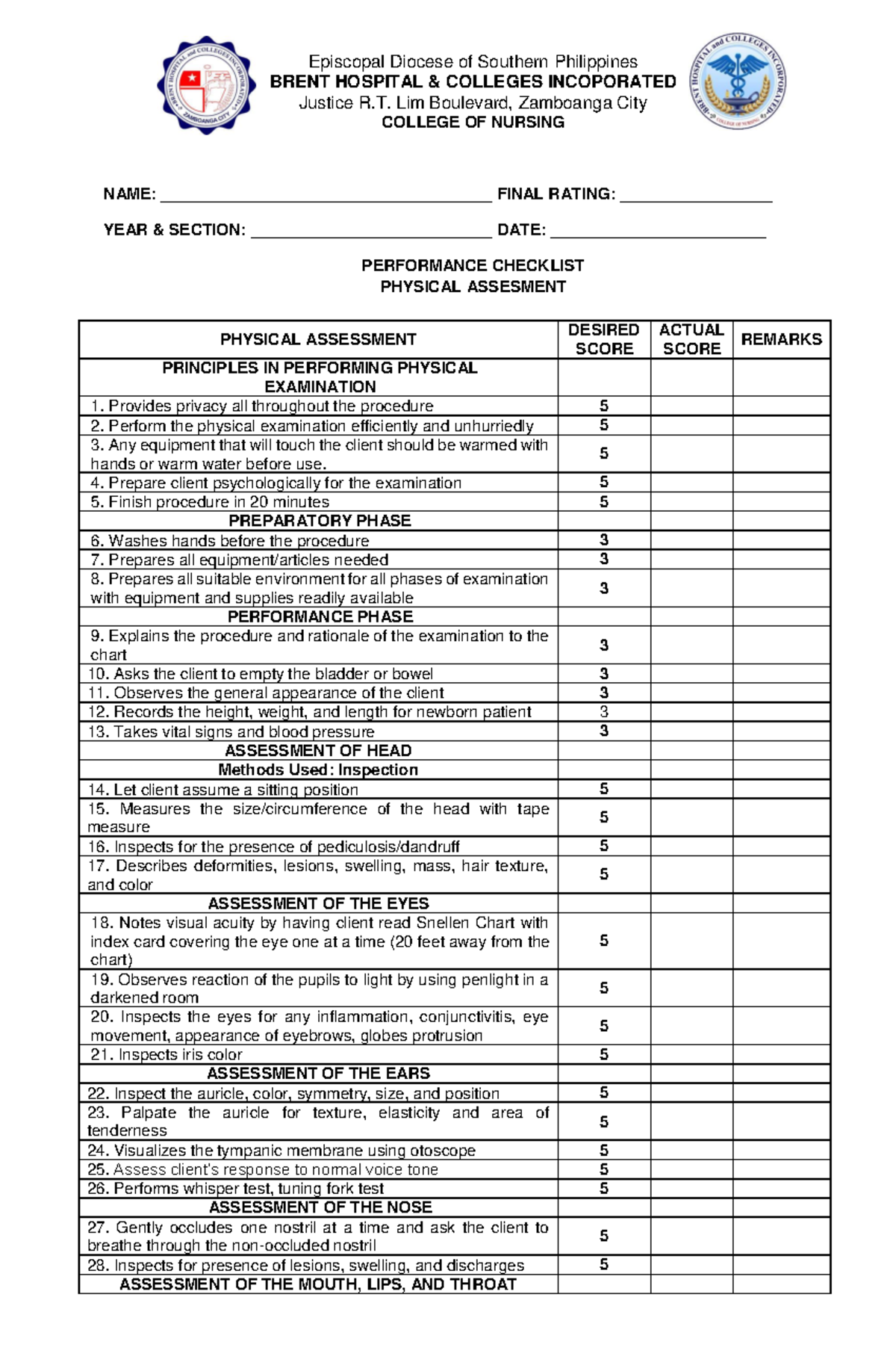 Final-PE-Checklist in the video in - Episcopal Diocese of Southern ...