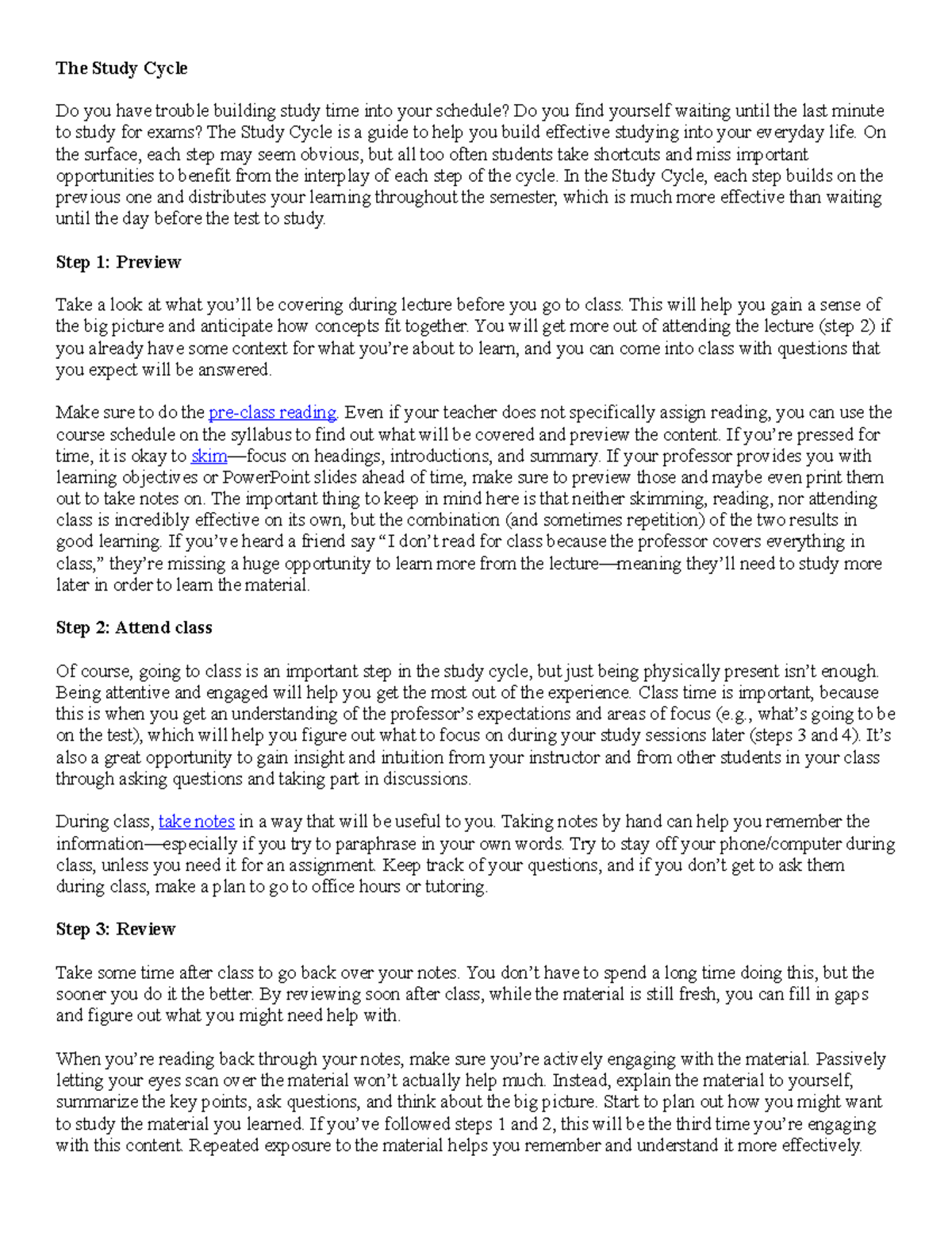 The Study Cycle Explained - The Study Cycle Do you have trouble ...