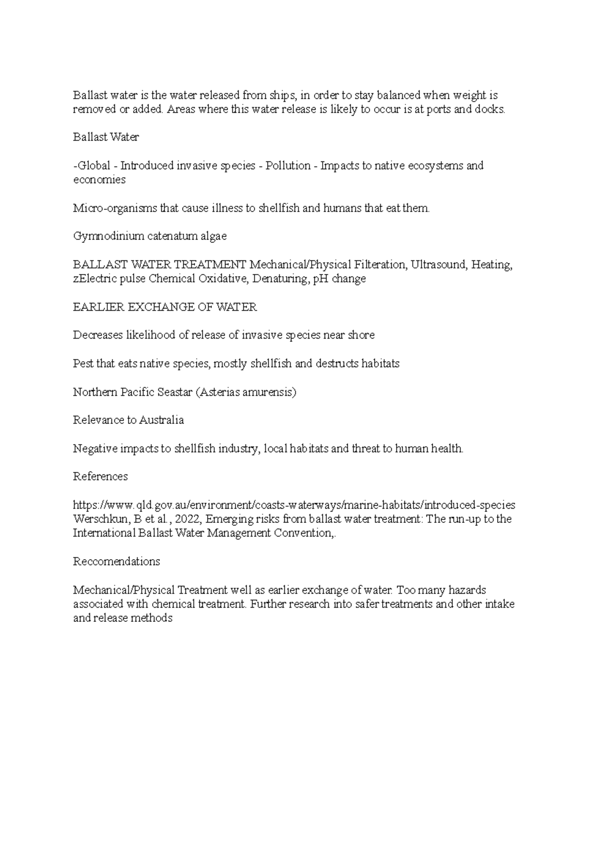 Environmental protection notes for briefing note poster - Ballast water ...