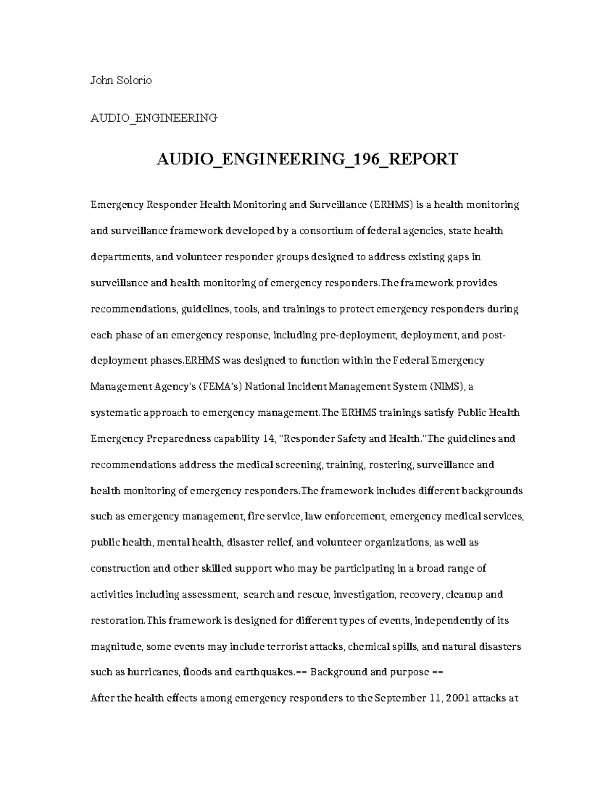 Audio Engineering 196 Report - John Solorio AUDIO_ENGINEERING AUDIO ...