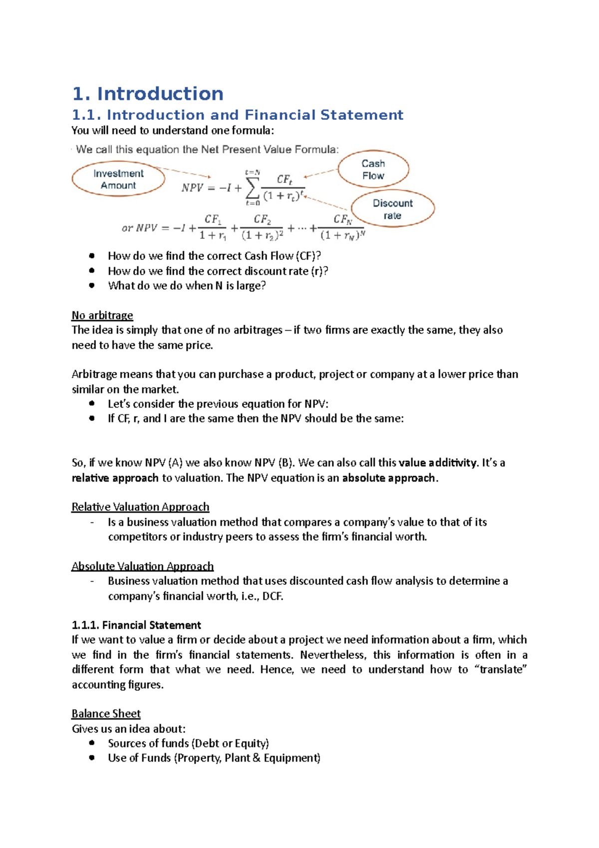 Corporate Finance - 1. Introduction 1. Introduction and Financial ...