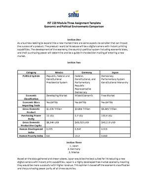 INT 220 Module 6 Global Supply Chain Case Study - Module Six Assignment ...