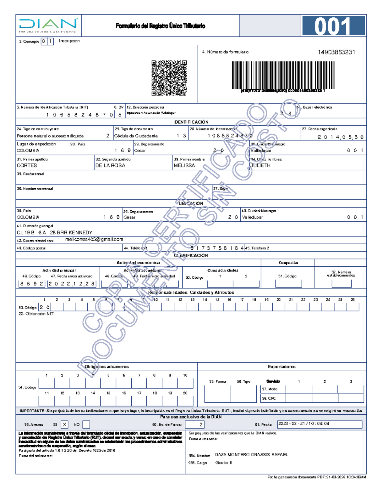 8. RUT - informe - 27. Fecha expedición Exportadores Para uso exclusivo ...