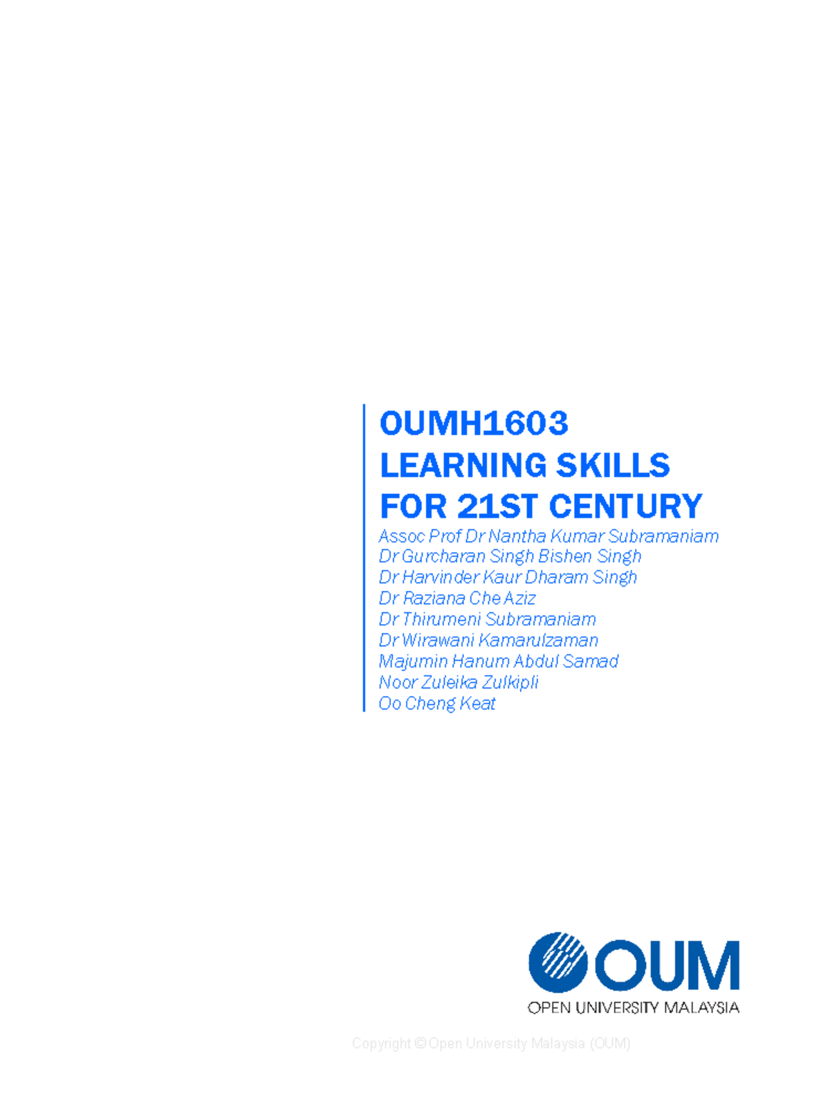 01 OUMH1603 CP - Summary - OUMH LEARNING SKILLS FOR 21ST CENTURY Assoc ...