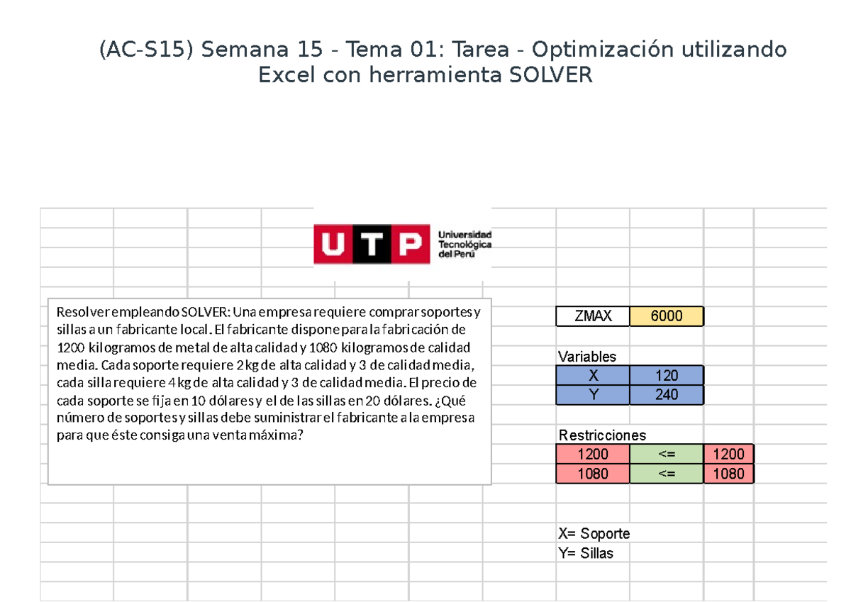🔴 (AC-S15) Semana 15 - Tema 01: Tarea - Optimización utilizando Excel con herramienta SOLVER ...