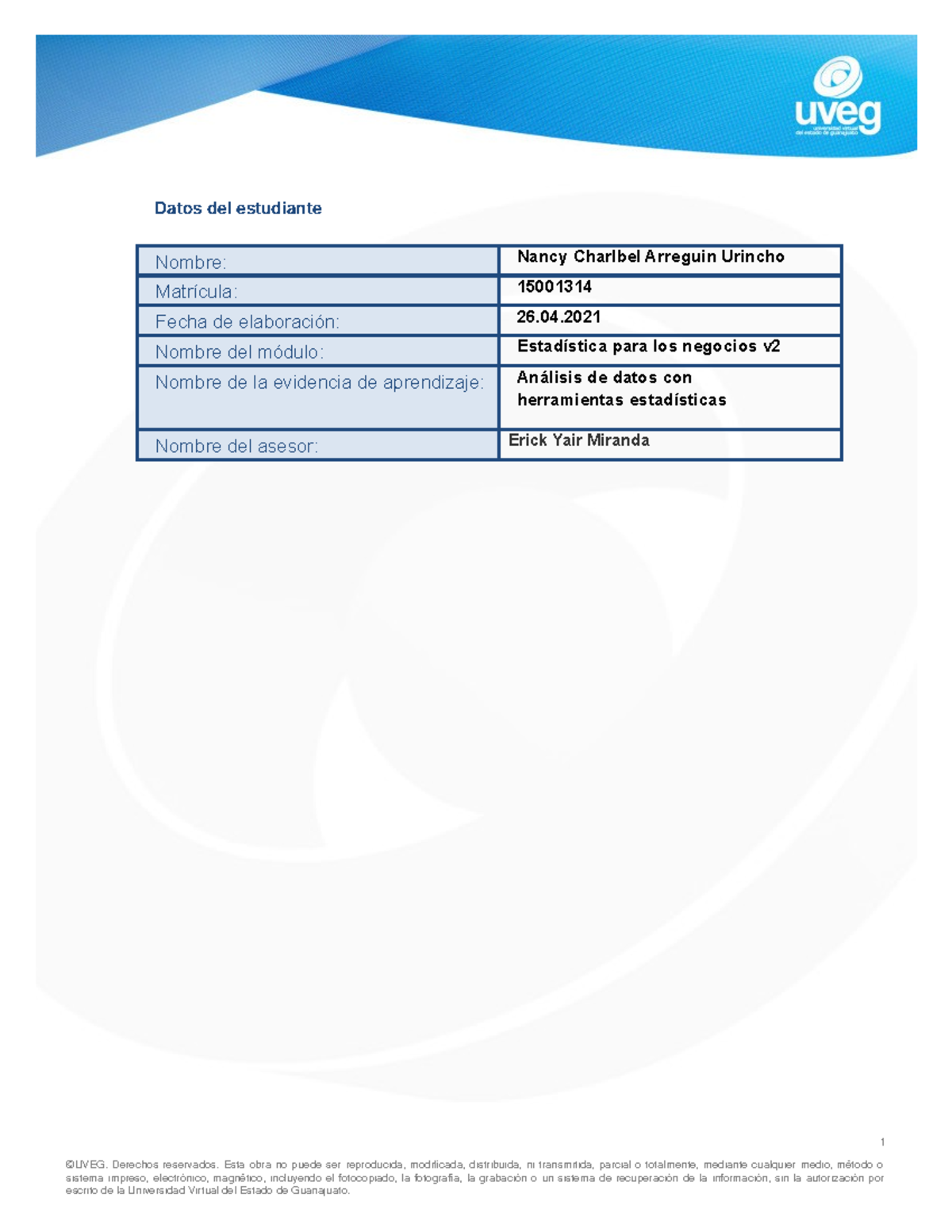 Arreguin Nancy Caso de Estudio estadistica - Datos del estudiante ...