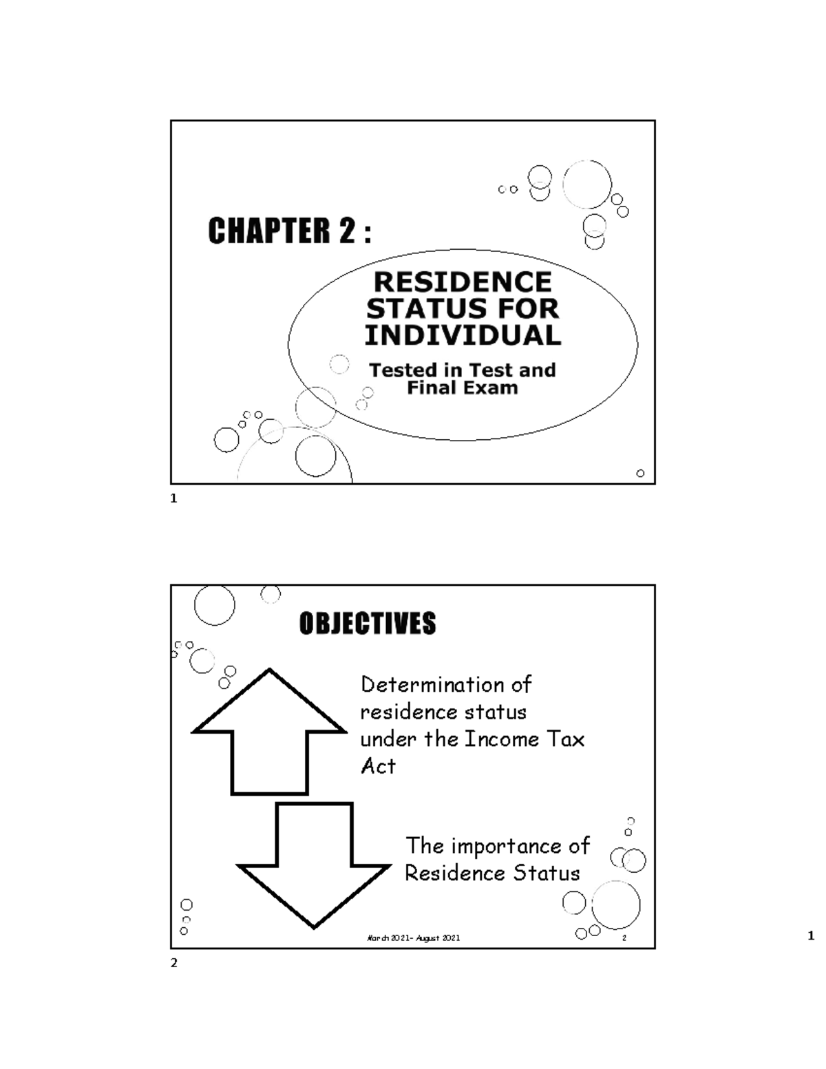 Chapter 2 - Residence Status FOR Individual - 1 Determination of ...