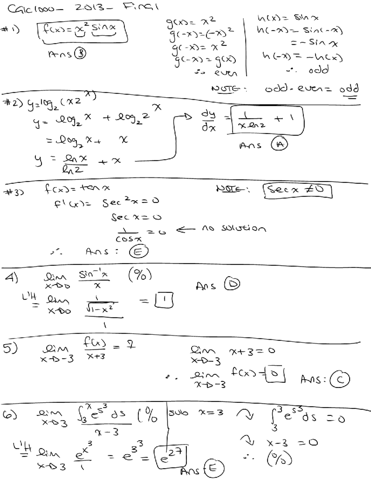 Calc1000Exam Package Solutions April 2019 - A4. fl(x) =s,i''({x)+rA 3 ...