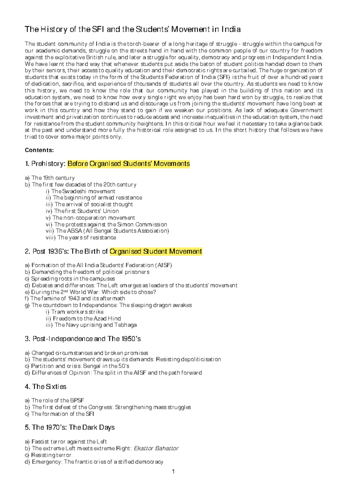 Student movement in india - The History of the SFI and the Students ...