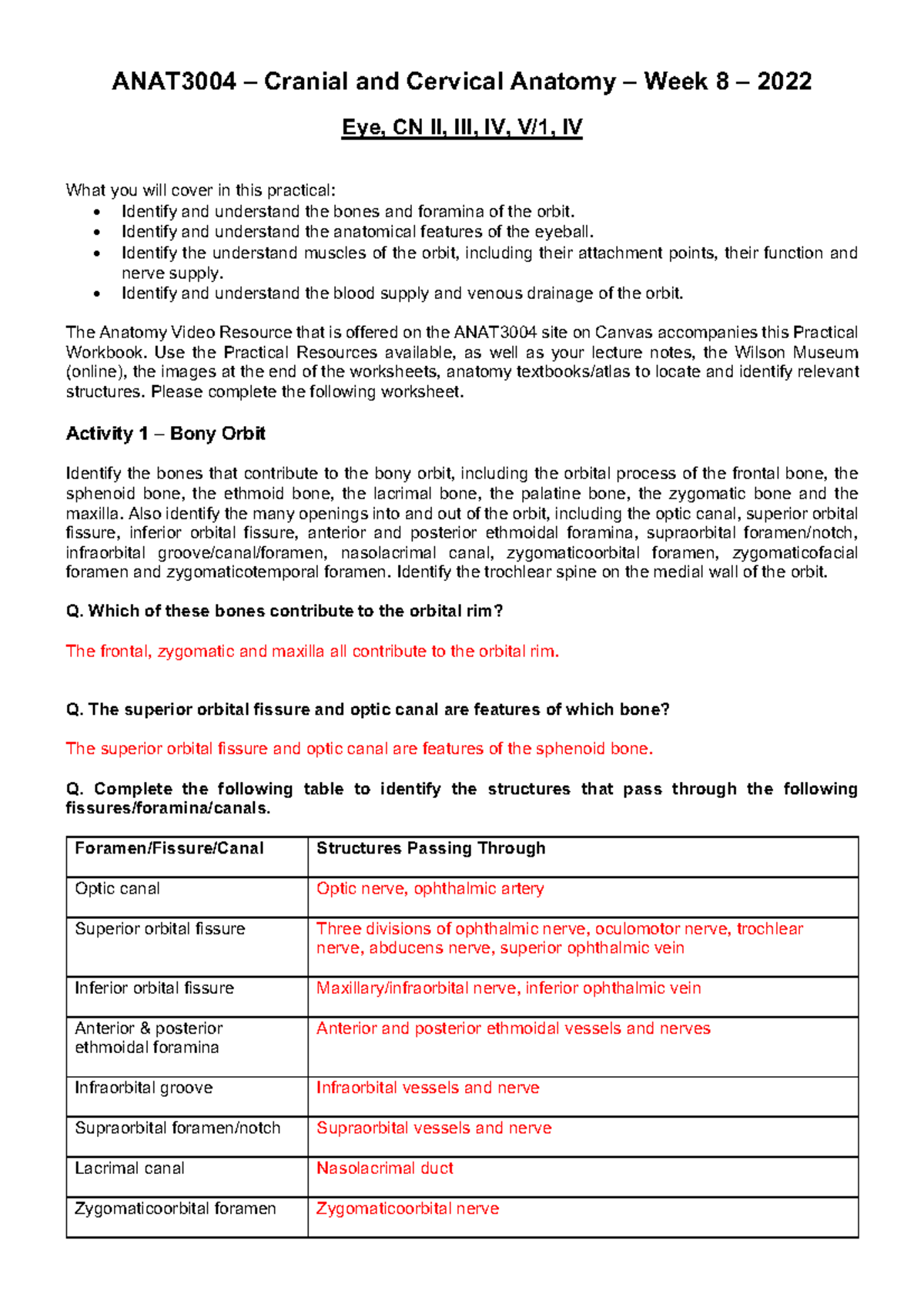 W8 Practical Worksheet (Eye) Answers - ANAT3004 – Cranial and Cervical ...