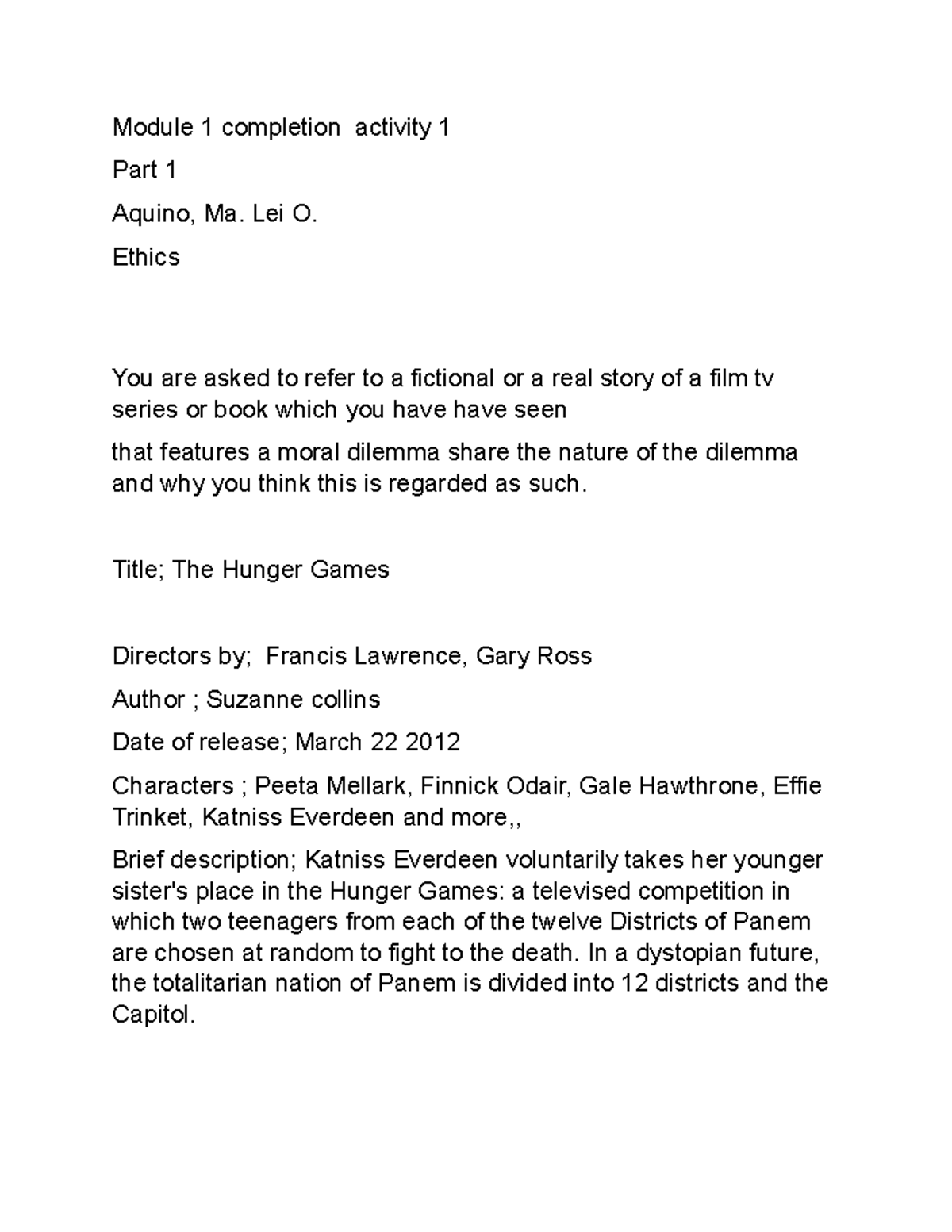 Module 1 completion activity 1 part 1 - Module 1 completion activity 1 ...