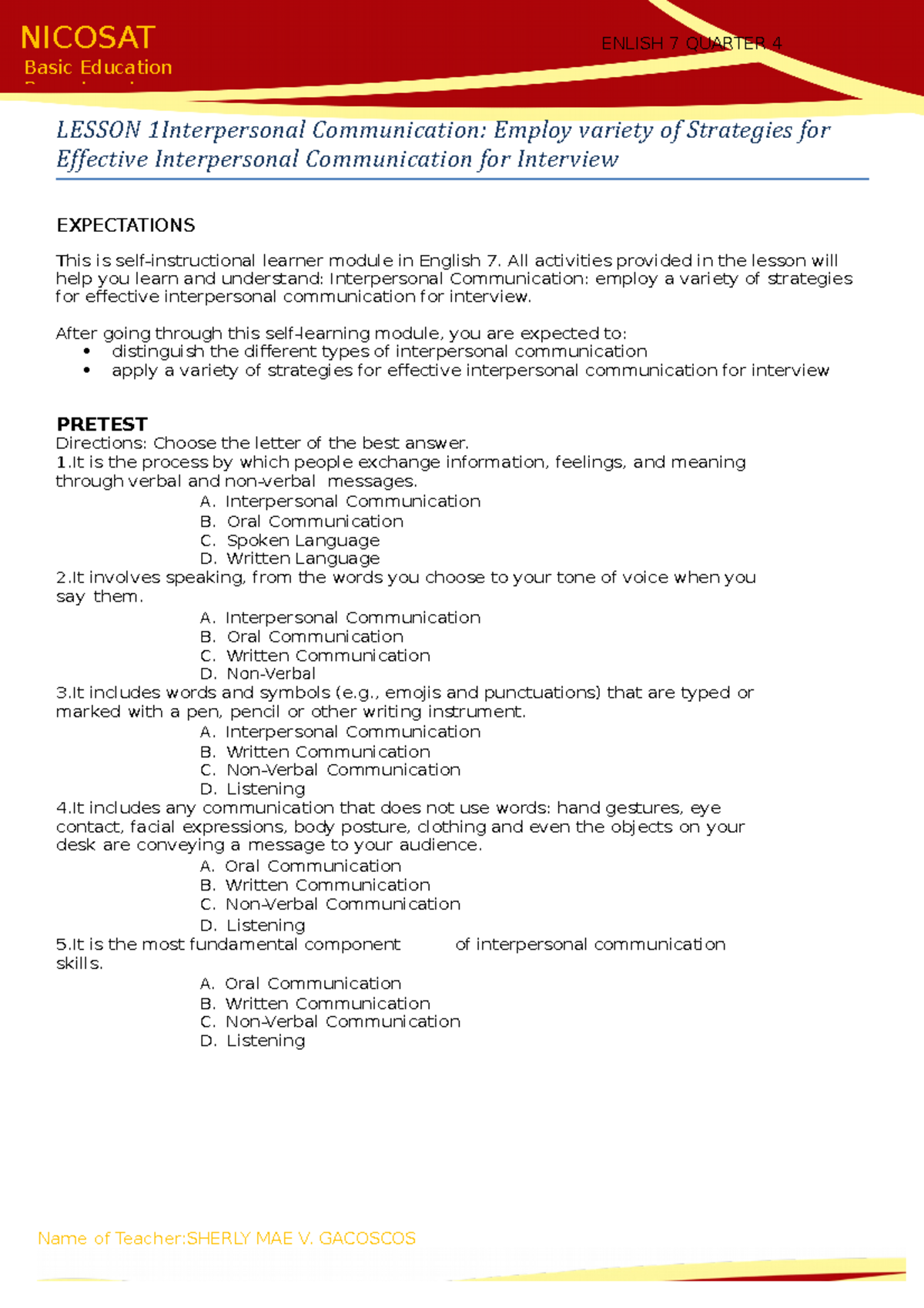 Quarter 4 English 7 - mini notes. - 23 ENLISH 7 QUARTER 4 LESSON ...