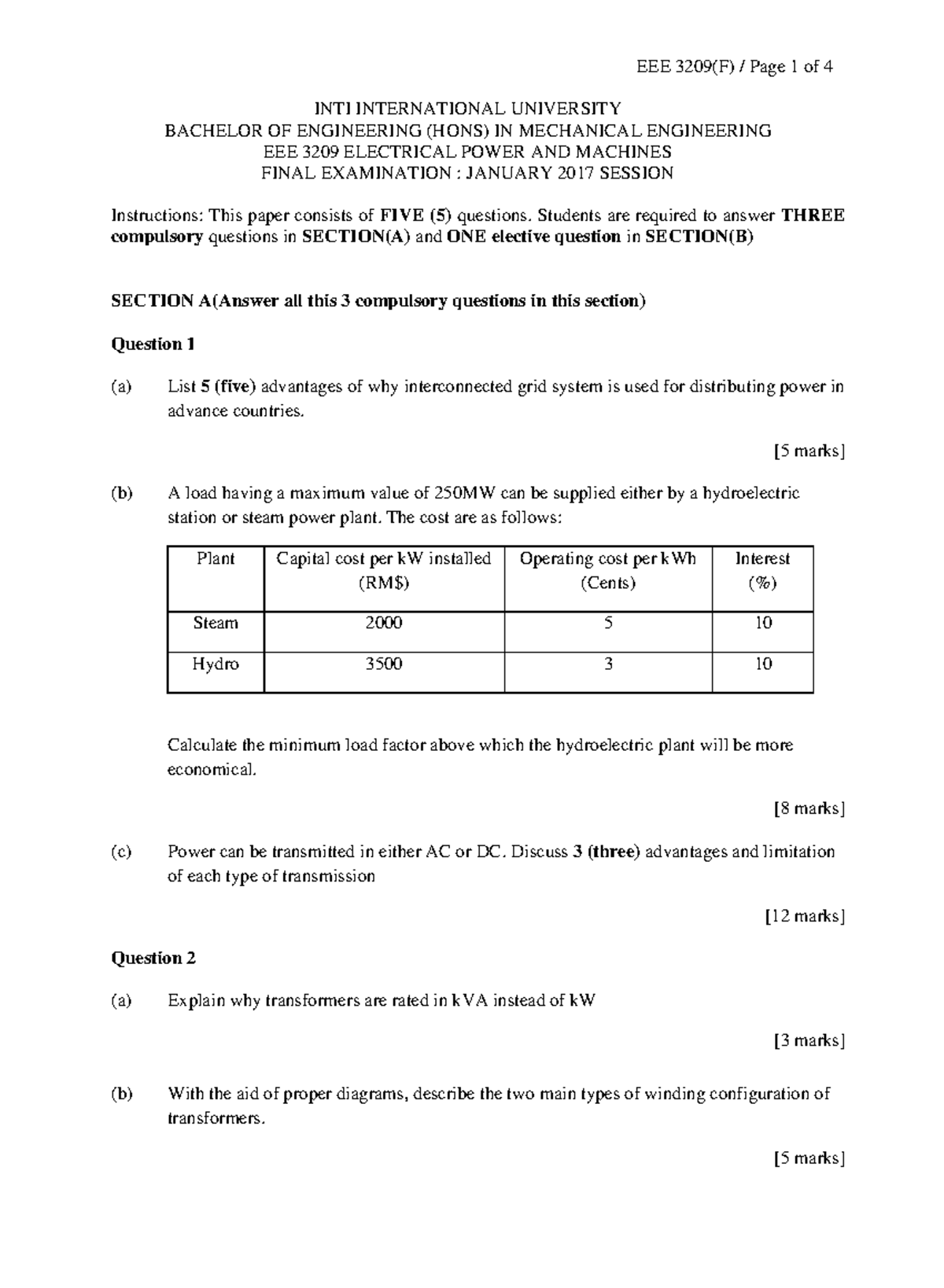 Exam January 2017, questions - INTI INTERNATIONAL UNIVERSITY BACHELOR ...