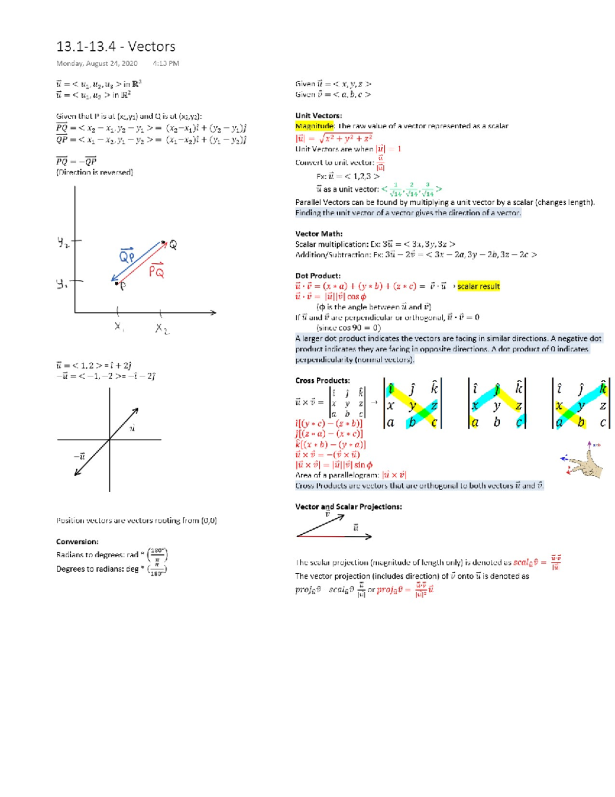 13.1-13.4 Introduction to Vectors - MA 26100 - Studocu