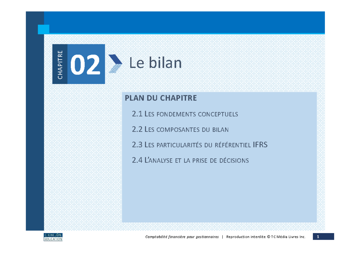 Chap 2 Compta - Comptabilité financière pour gestionnaires ǀ Reproduction interdite © TC Média ...