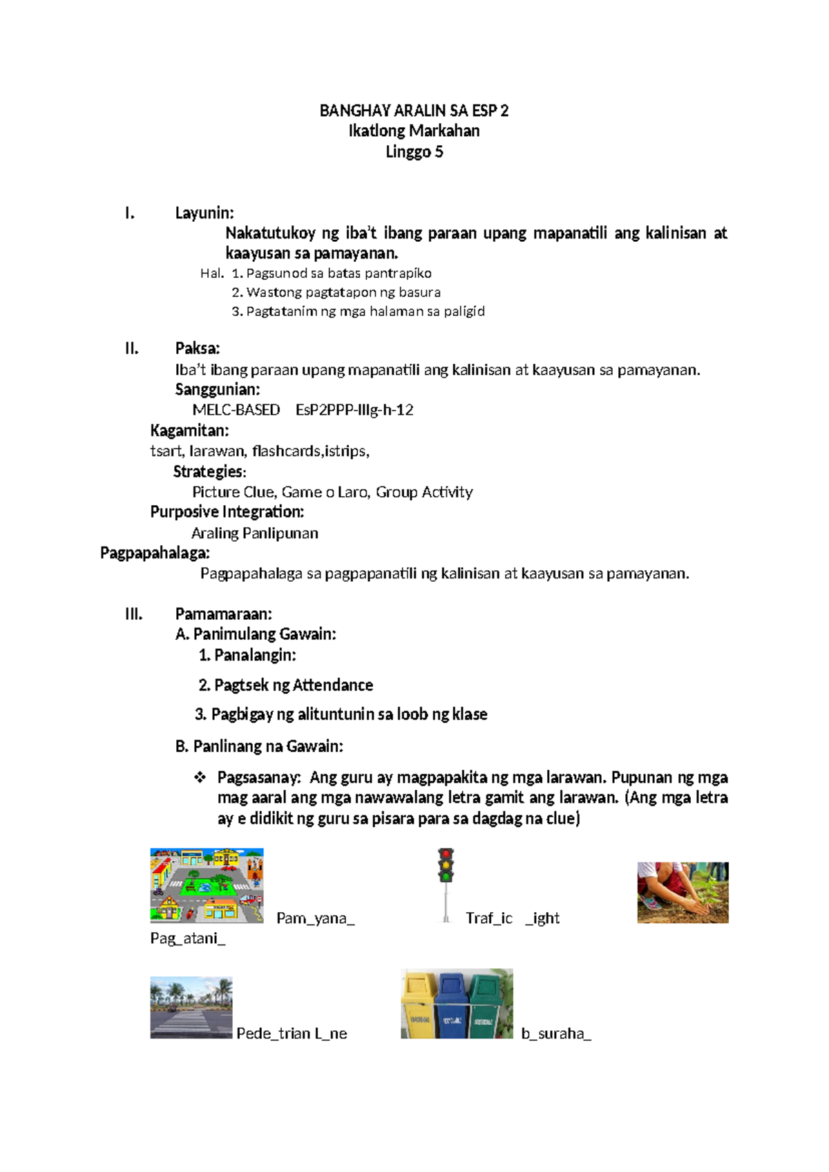 Banghay Aralin SA ESP 2 - Sample lesson plan - BANGHAY ARALIN SA ESP 2 ...