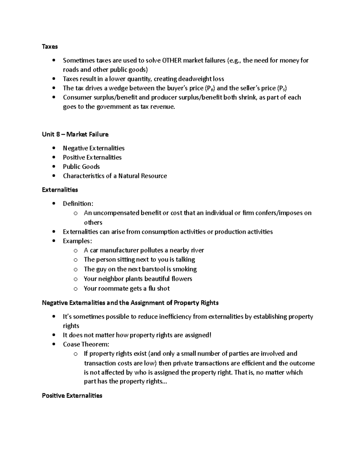 Unit 8 - Market Failure [Lecture Notes] - Taxes Sometimes taxes are ...