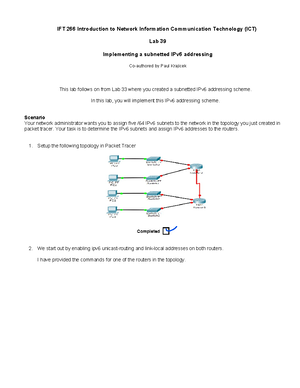 Lab 40 (IPv6 address configuration) - Official - IFT 266 Introduction to Network Information ...