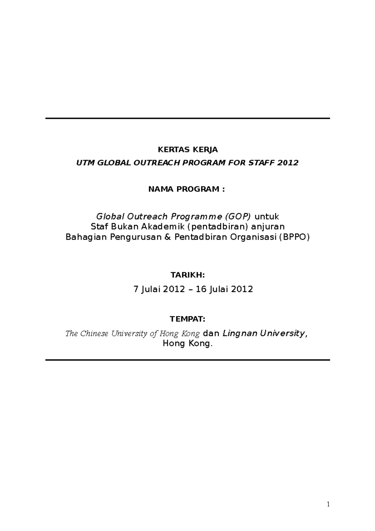 Contoh- Kertas- Kerja - NO WAY - KERTAS KERJA UTM GLOBAL OUTREACH ...