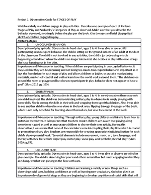 Final Reflection. learning through play in kindergarten classroom - EDU ...