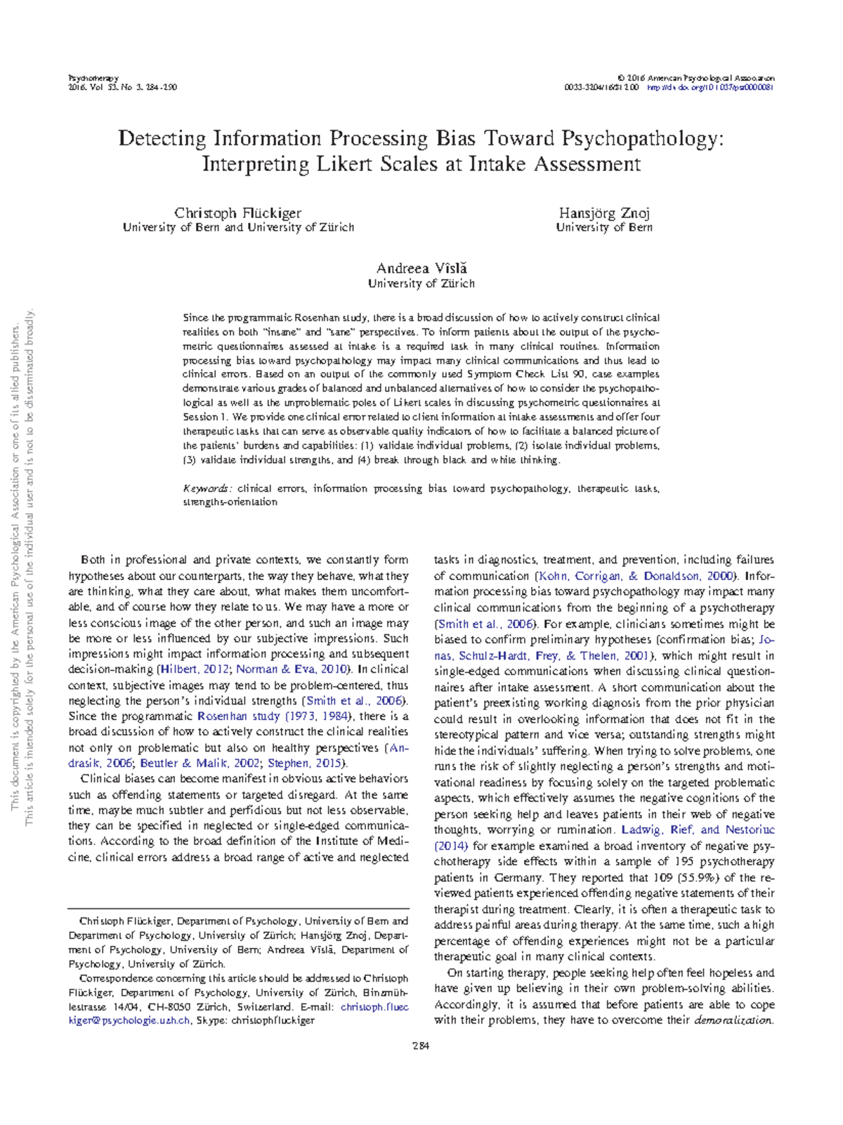 Detecting information processing bias toward psychopathology ...