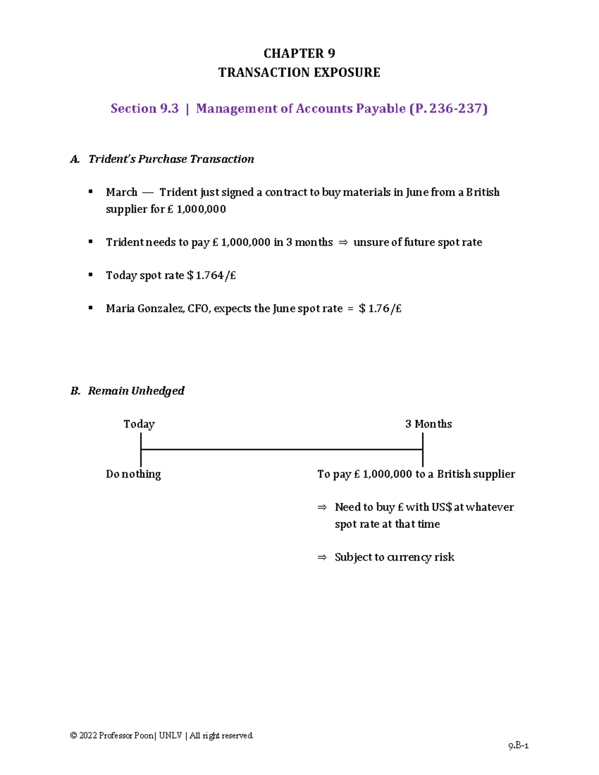 308 Ch 09 Transaction Exposure B Section 3-4 - © 2022 Professor Poon ...