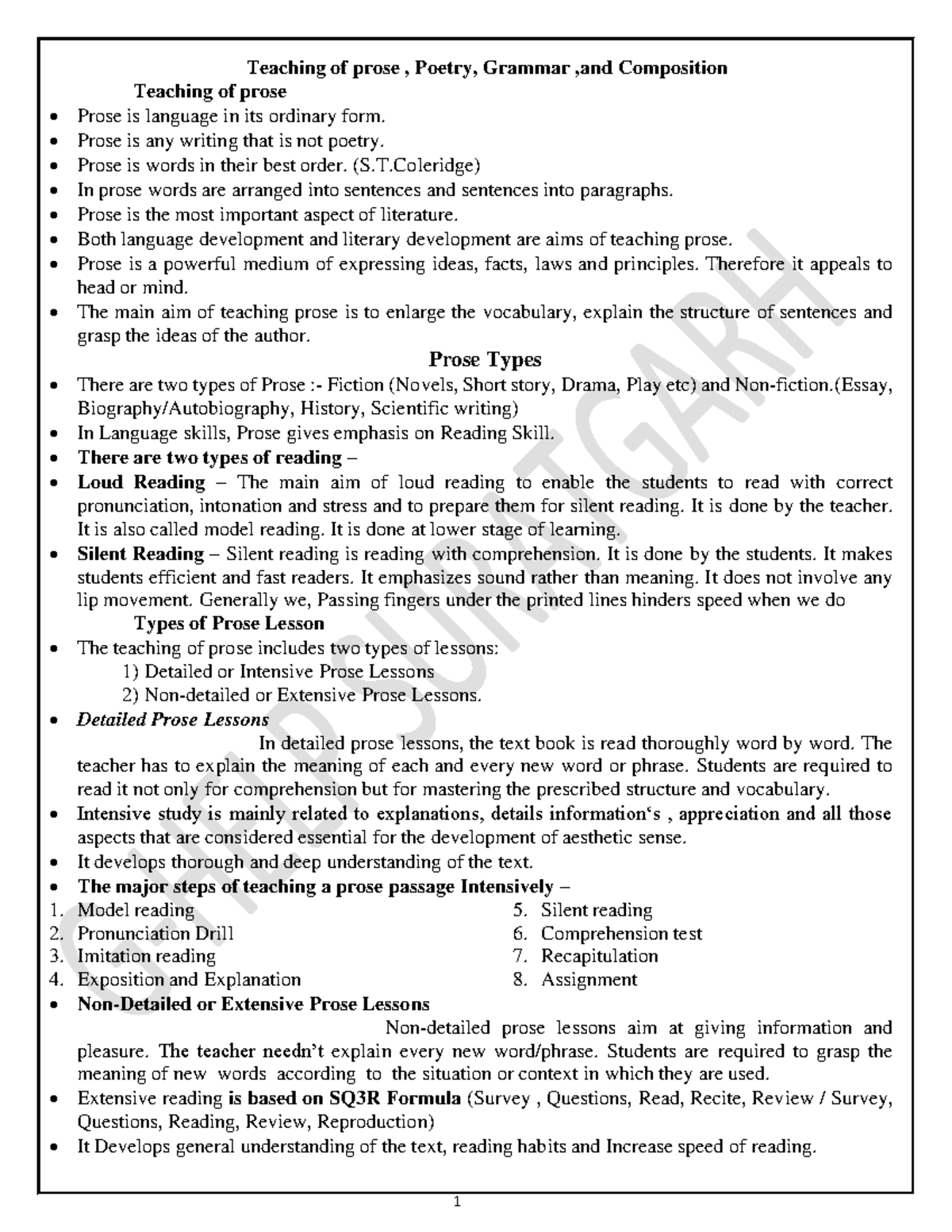 Prose , poetry ,grammar , composition - Teaching of prose , Poetry ...