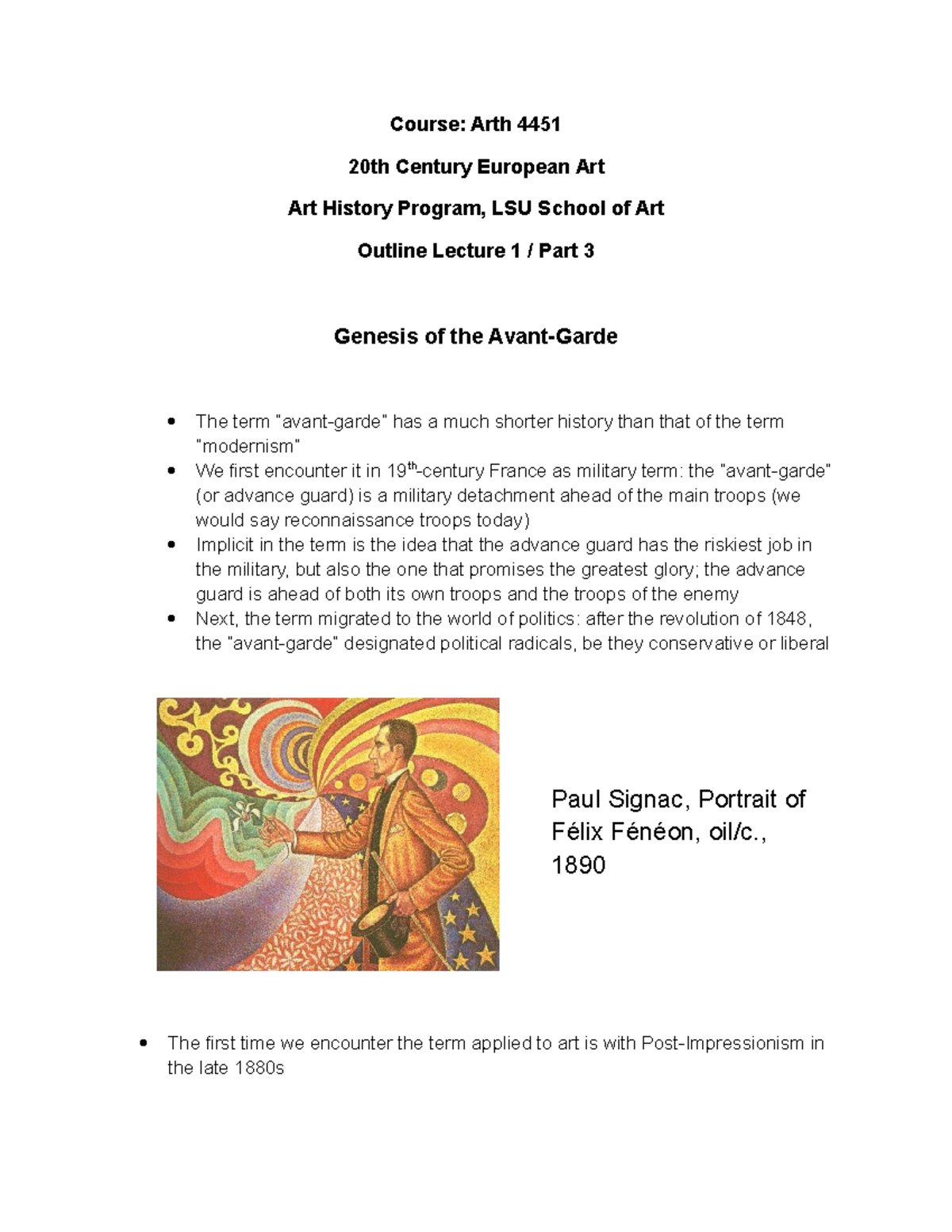 20th century european art 3 - Course: Arth 4451 20th Century European ...