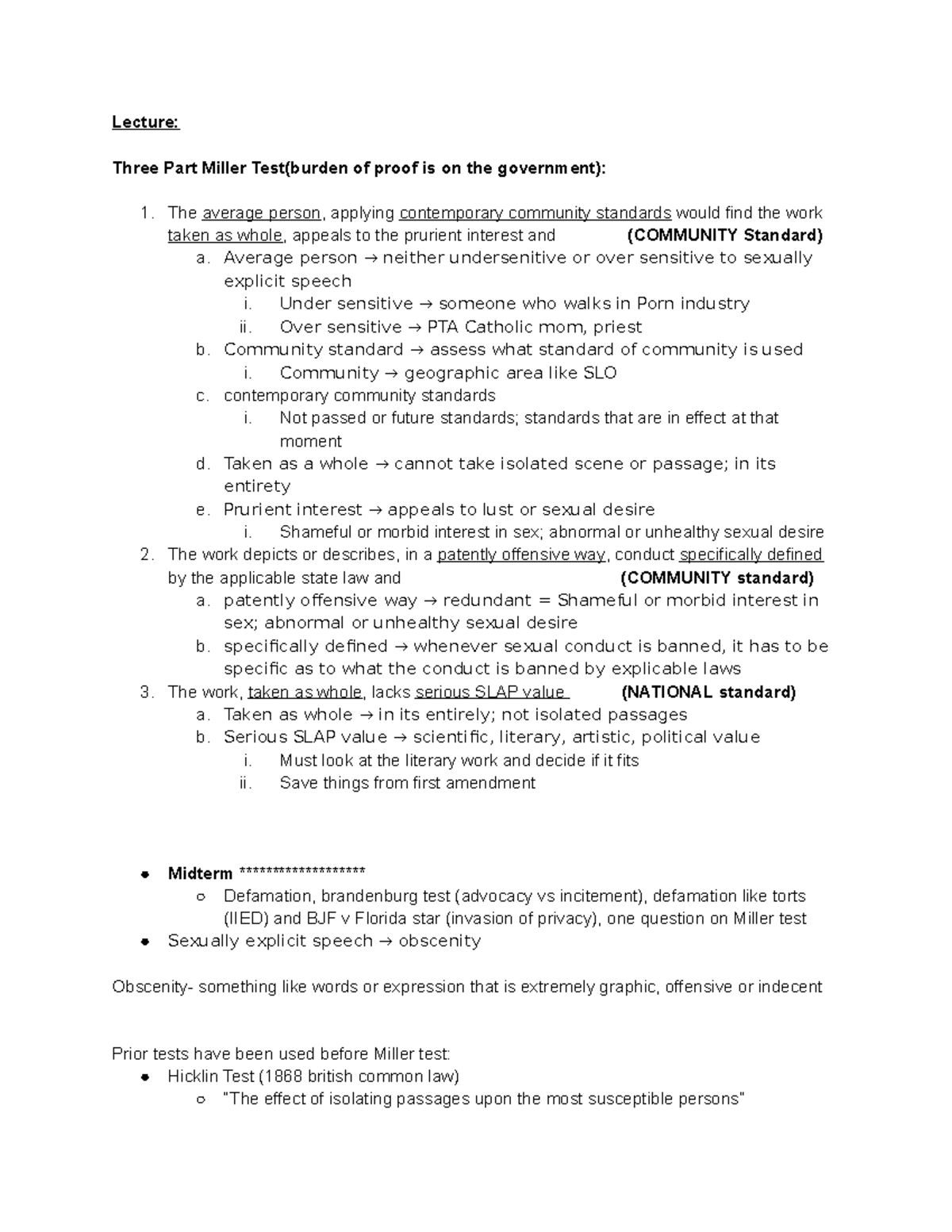 Three Part Miller Test - Professor Ron Den Otter - Lecture: Three Part ...
