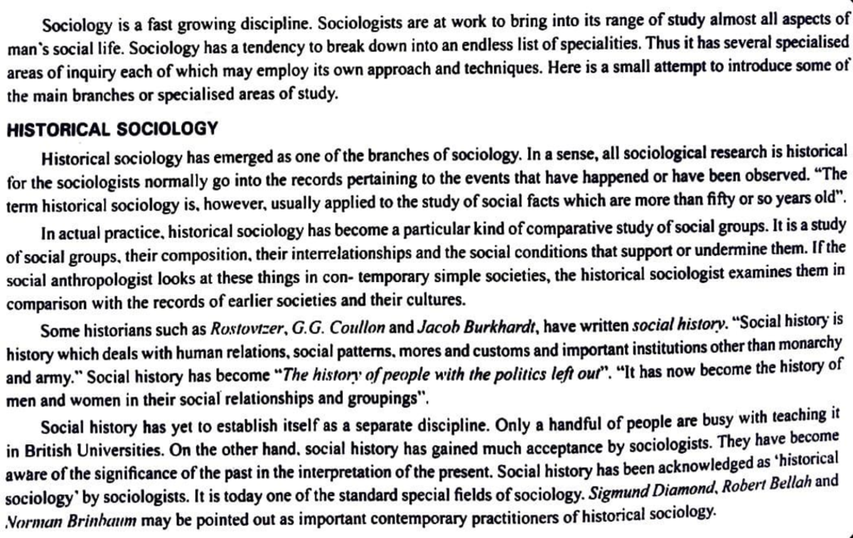 Historical Sociology - Sociology is a fast growing discipline ...