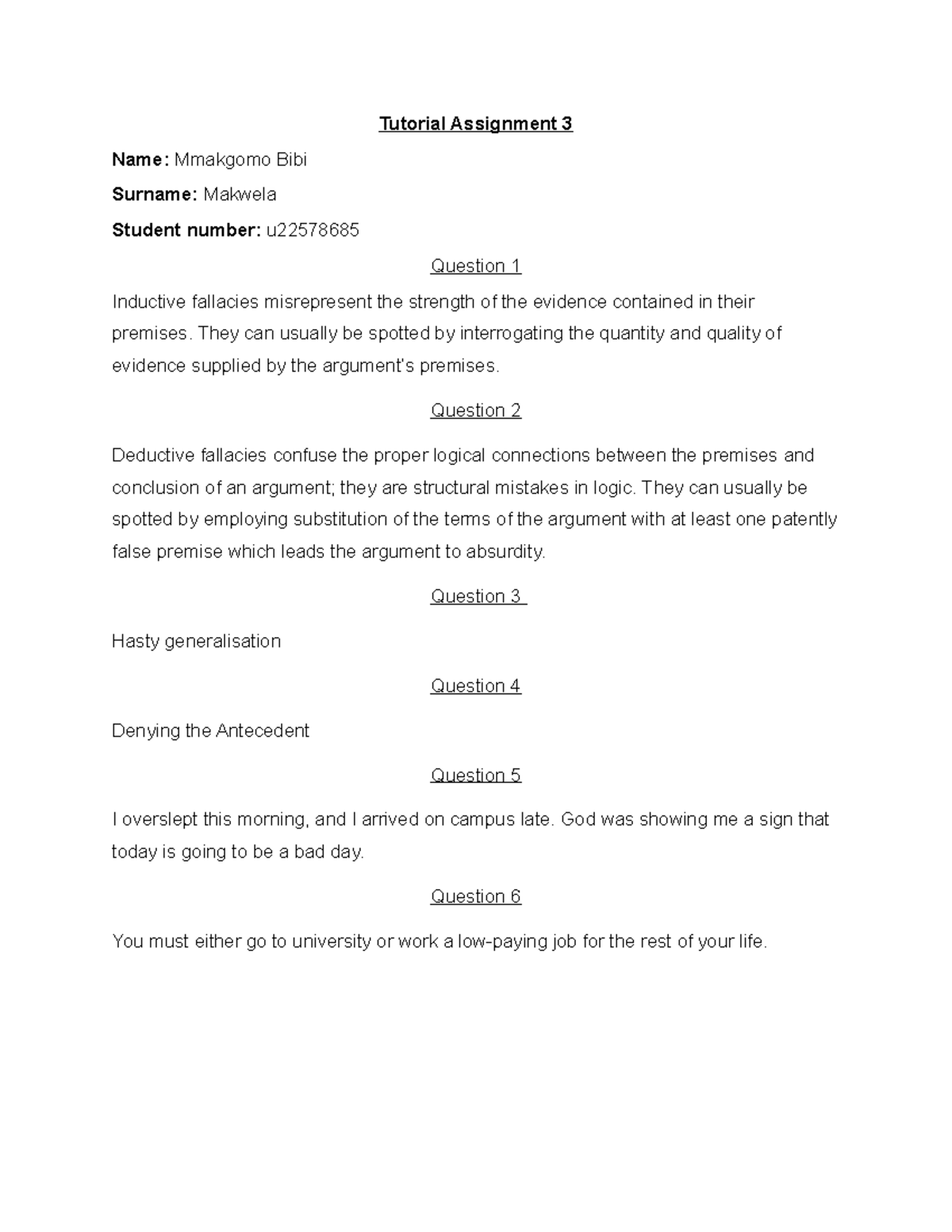 Tutorial Assignment 3 - FIL252 - Tutorial Assignment 3 Name: Mmakgomo Bibi Surname: Makwela ...