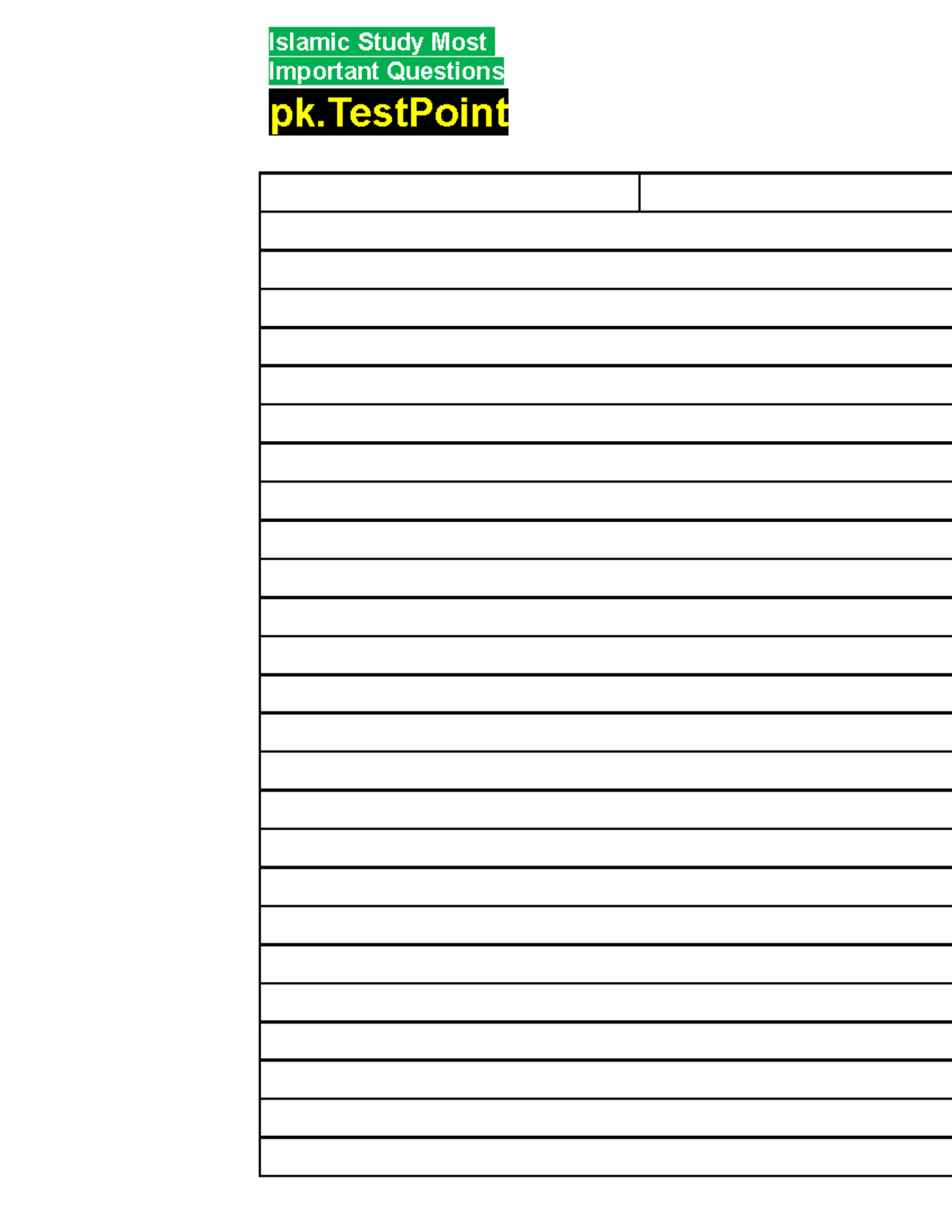 Islamic Studies Most Repeated 1000 MCQs by Test Point.pk ٰ - Islamic ...