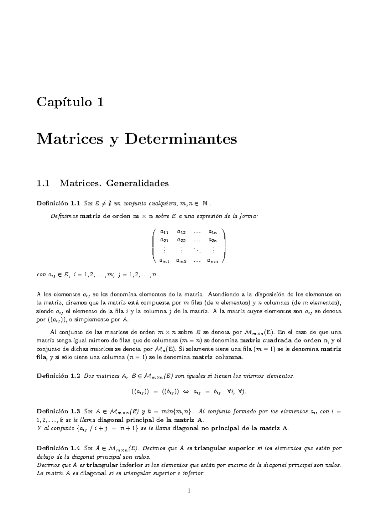 MII-Tema1 - Cap ́ıtulo 1 Matrices y Determinantes 1 Matrices ...