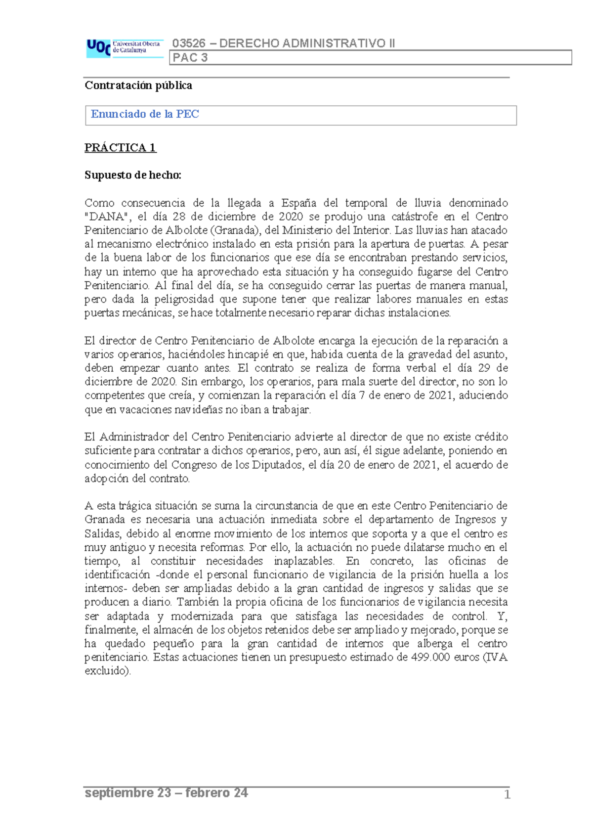 03526-PEC-3 - Es la prueba realizada como numero 3 - PAC 3 Contratación pública PRÁCTICA 1 ...