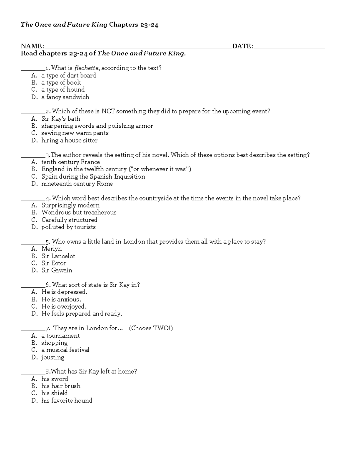 Once and Future King Chapters 23-24 - The Once and Future King Chapters ...