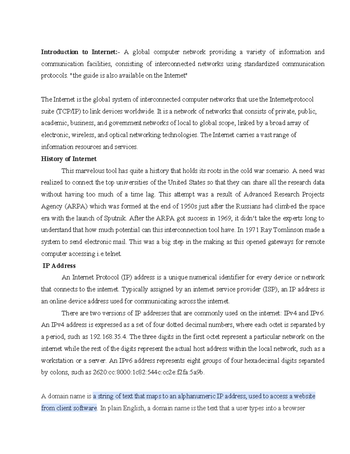 Mst - Introduction to Internet:- A global computer network providing a ...